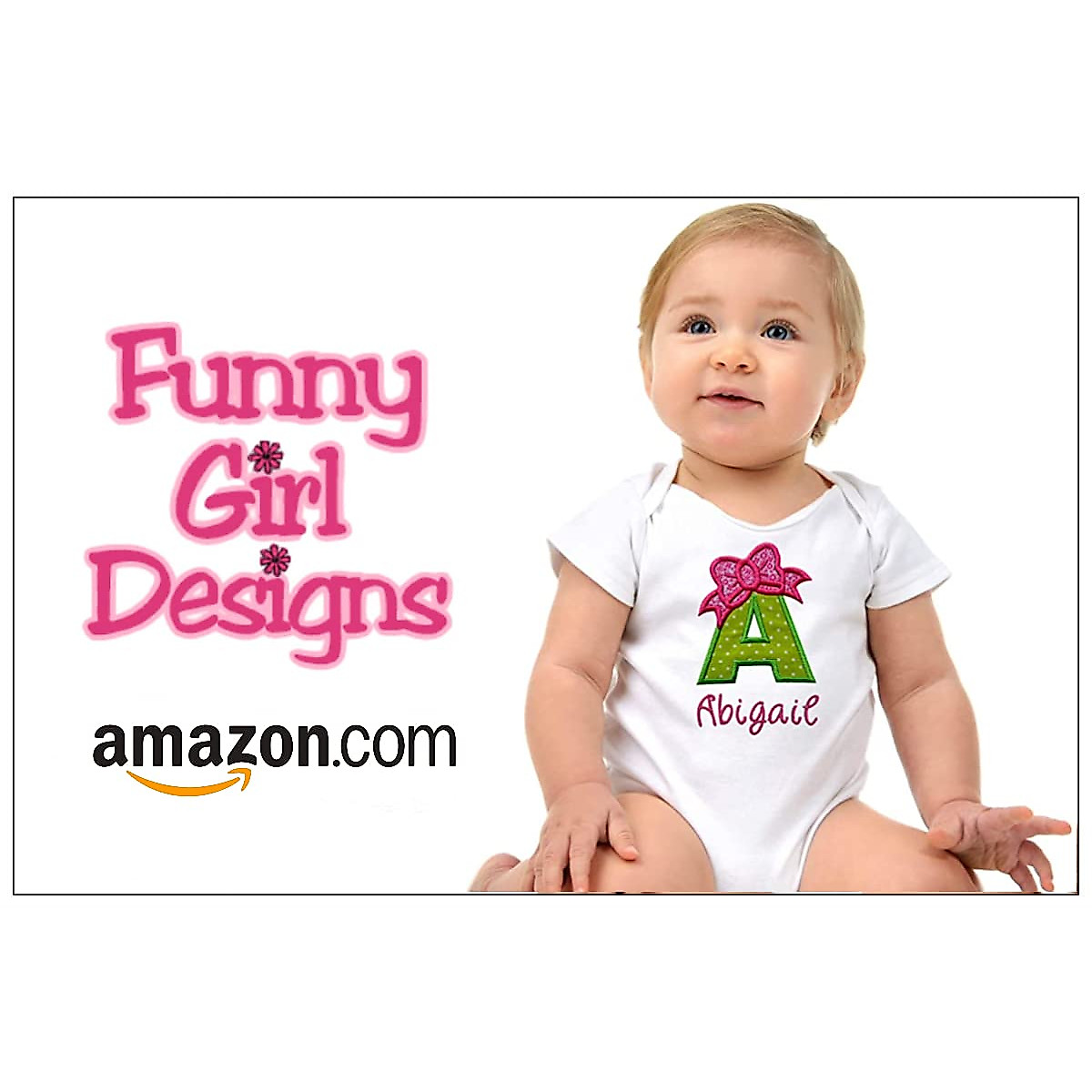 Baby Girl Embroidered INITIAL Bodysuit and MATCHING Beanie HAT Gift SET with Your Custom Name (PINK & GRAY DOT) (0-3 MONTHS)