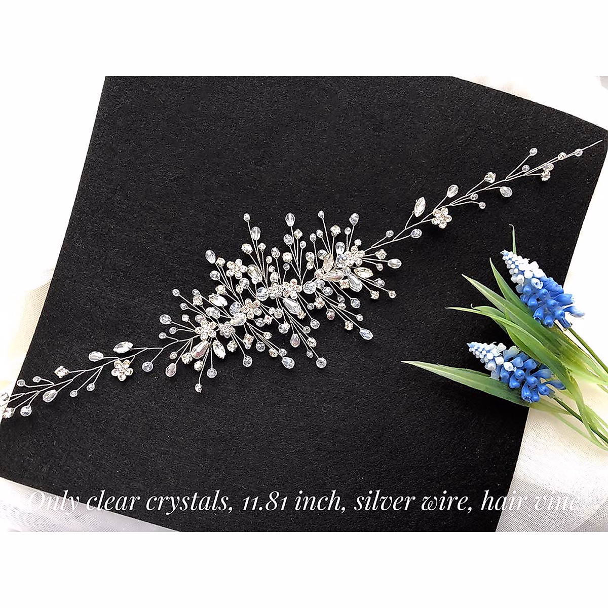 Denifery Crystal Headband Bridal Hair Piece Bridal Hair Accessories Bridal Hair Vine Wedding Headpiece Hair Pieces Wedding Hair Piece Wedding Hair Accessories (Silver)