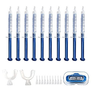 Optimized PH Formula Teeth Whitening Kit (10) Gel (2) Trays (1) White LED Light Best Dental