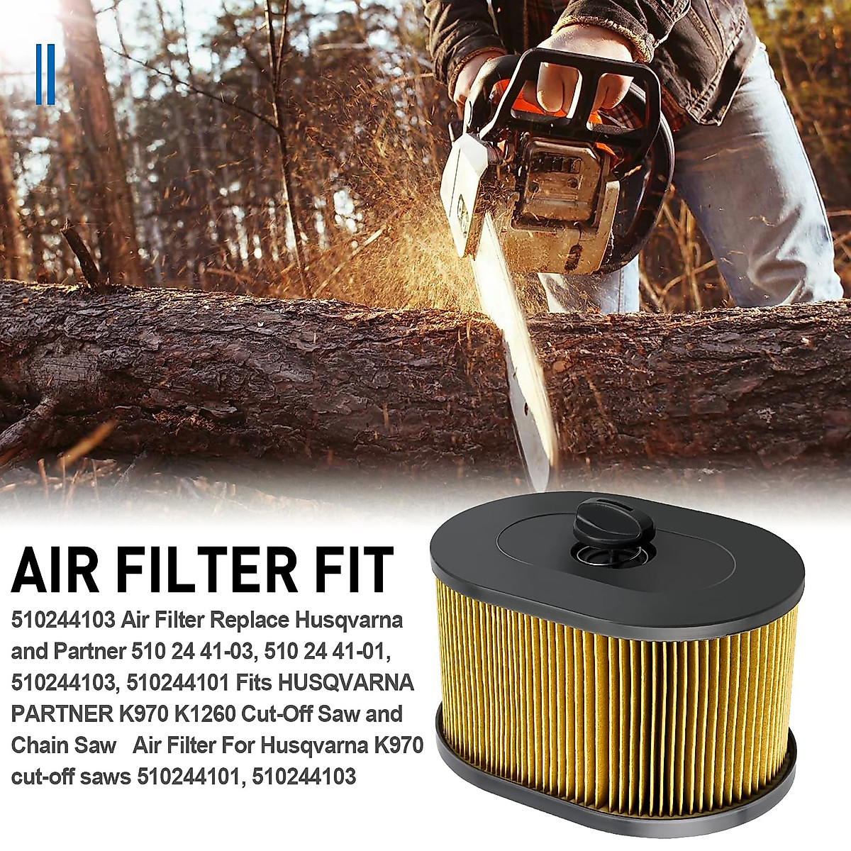 Yerbay air filter for Husqvarna and Partner K970 K1260 510244103 510244101 Cut-Off Saw and Chain Saw
