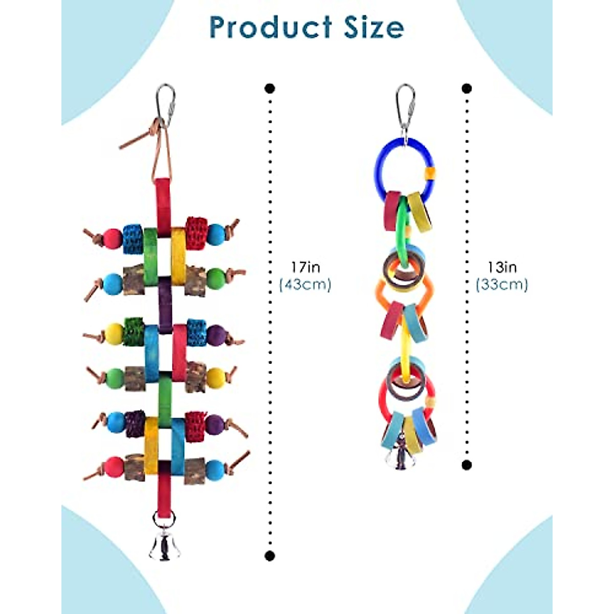 Bissap 2PCS Bird Chew Toys, Multicolored Bagel Cascade Bird Parrot Toy Biting Paper Cardboard Olympic Rings Conures Toys for Amazon Cockatiels Cockatoos Macaws and Similar Sized Pet Birds