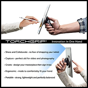 TORCHGRIP Universal Tablet Stand and Tablet Handle Compatible with iPad, Samsung and Most Other Tablets (Black/Black)