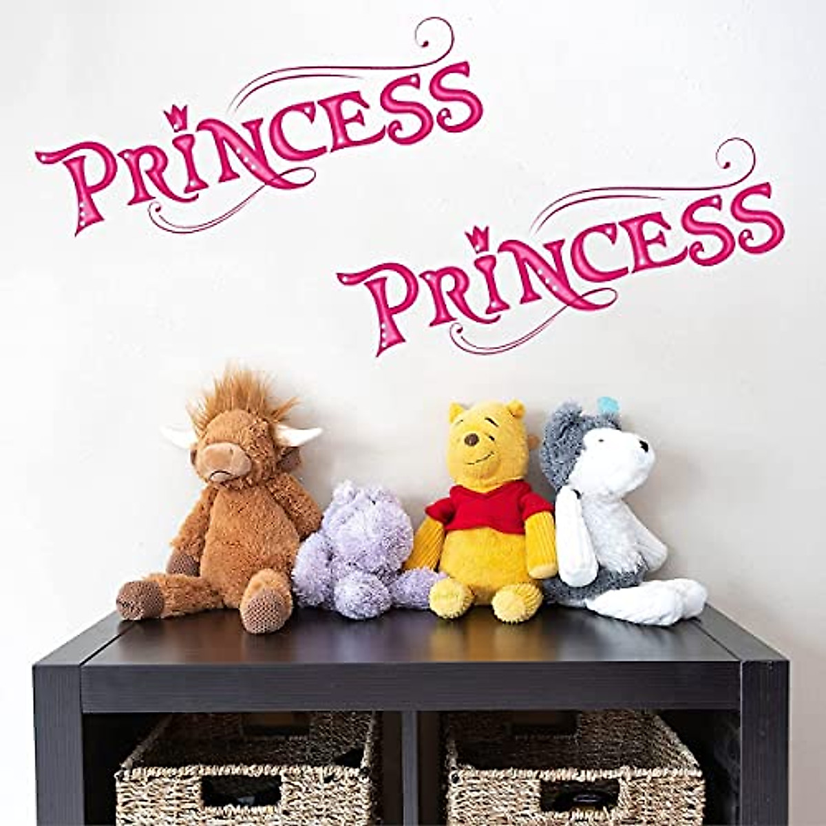 MEFOSS 4 PCS Pink Princess Wall Stickers Princess Sign for Door Girls Room Décor 16"×6" Removable Peel and Stick Vinyl Stickers for Girls Bedroom Baby Crib Nursery Room Home Decorations