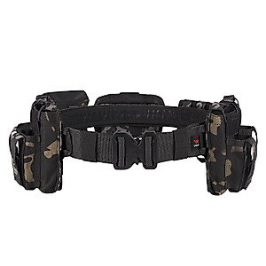 BOMTURN Battle Belt Tactical Belt with Accessories: Duty Belts Law Enforcement Combat Airsoft Police Belts with Pouches 7pcs