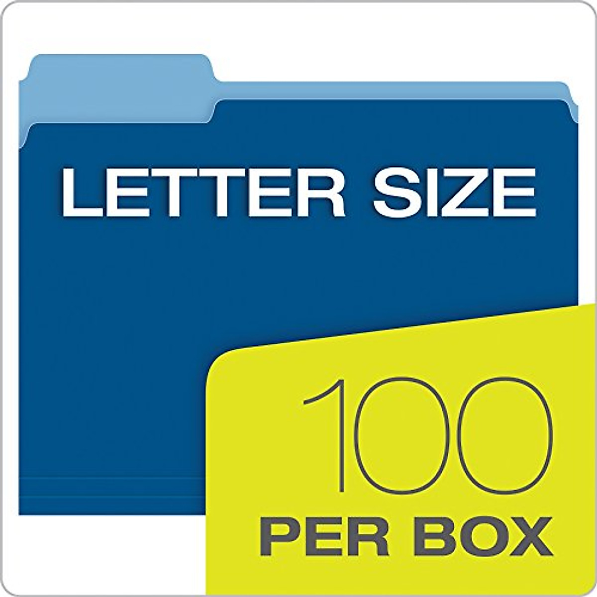 Pendaflex Two-Tone Color File Folders, Letter Size, 1/3 Cut, Navy, 100 Per box (152 1/3 NAV)