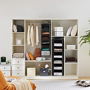 YOUDENOVA Hanging Closet Organizer and Storage, Two 3-Shelf Separable Closet Organizer, Hanging Shelves for Dorm, RV, Gray