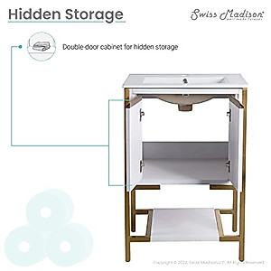 Swiss Madison - well made forever Marseille 24" Bathroom White and Brushed Gold Bath Vanity