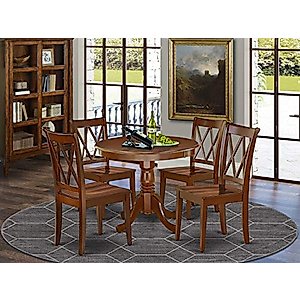 East West Furniture ANCL5-MAH-W Dining Room Table Set, 5-Pieces