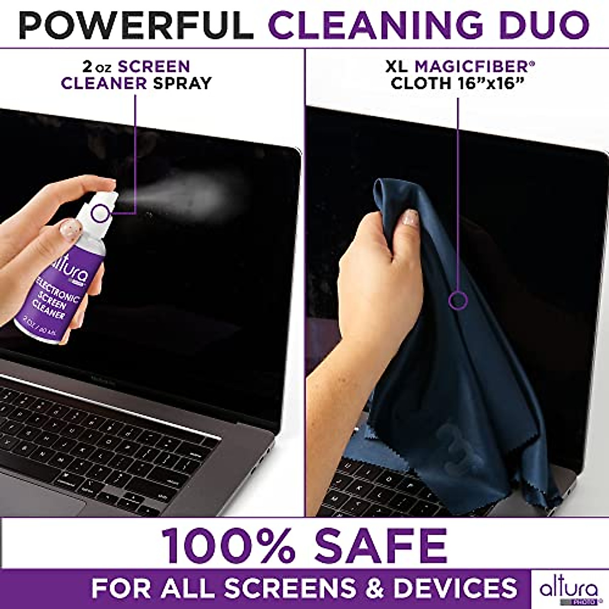 Laptop Cleaning Kit (5 pc) - Keyboard Cleaning Kit - Includes Laptop Screen Cleaner, Air Blower, Brush, Keyboard Gel, and Microfiber Cloth - PS4 Cleaner - Keyboard Cleaner & Computer Cleaner by Altura