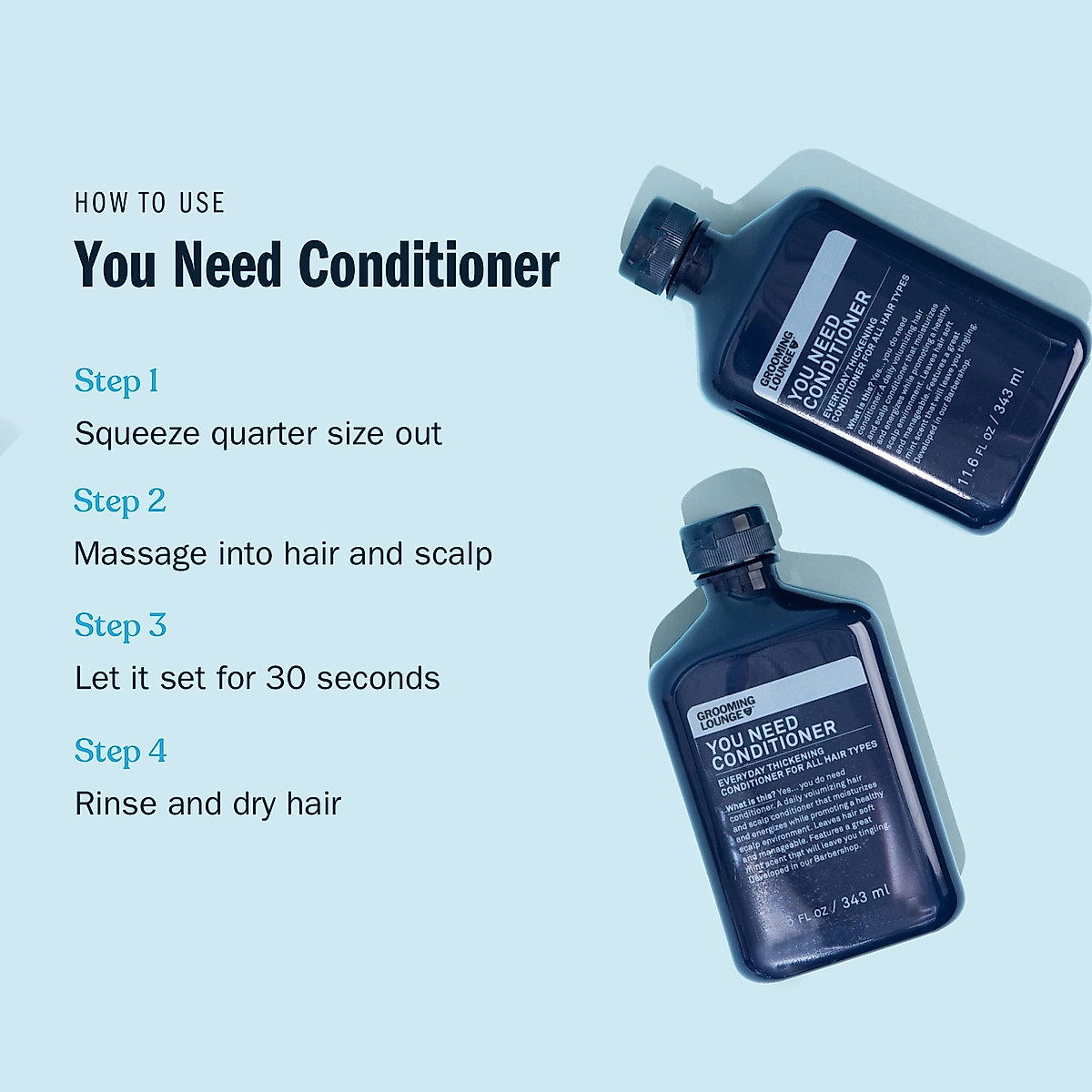 Grooming Lounge You Need Conditioner - Moisturizes and Balances the Scalp - Leaves Hair Soft and Manageable - Cleanses Scalp to Help Create the Optimal Environment for Healthy Hair Growth - 11.6 oz