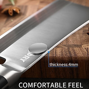 Large Hanlde Meat Cleaver - 7 inch Kitchen Bone Chopper,German High Carbon Stainless Steel Chopping Knife with Ergonomic Wodden Handle - for Home Kitchen and Restaurant - 2024 Gifts Box