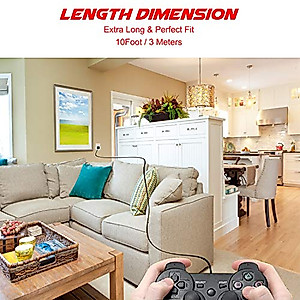 2Pack 10Ft PS3 Controller Charging Cable, Magnetic Ring Mini USB Data Charging Cord for Sony Playstation 3/ PS3 Slim/PS Move Controllers GoPro,HD,Dash Cam,MP3 Player Digital Cameras, TI-84 Plus CE etc