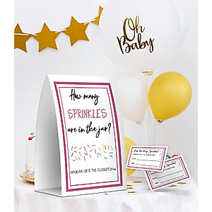 Guess How Many Sprinkles Are In The Jar, Baby Shower Games, Baby Shower Decorations - One Sign and 50 Cards(MANY022)