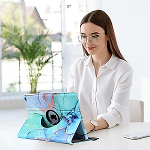 Rouceyxin New iPad 9.7 2018 2017 / iPad Air 2 Case - 360 Degree Rotating Stand Protective Cover with Auto Sleep Wake for iPad 9.7 inch (6th Gen, 5th Gen) / iPad Air 2/ iPad Air (Green Marble)