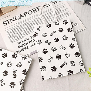LovesTown 24PCS Candy Bags, Animal Party Favor Paw Prints Gift Bags with Handles Paper Retail Grocery Bags for Dog Pet Themed Party 5.5 x 2.8 x 7.9 inch