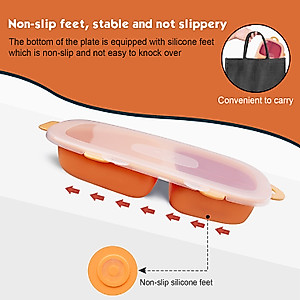 Kids Divided Plate, 3 PCS(Plate with Lid and Inner Dish), Toddler Dishes Tableware, Dishwasher-Safe for Baby Feeding Dinner Plate (Tangerine)