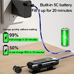 Bluetooth Headset,30Hrs HD Talktime Bluetooth Earpiece,Digital Display Battery lavalier Wireless Earphones,Hands Free Noise Reduction Retractable,Wireless Earbuds(Silver, 90 Days Free Replacement).