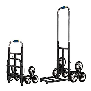 Generic Hand Trucks Heavy-Duty Steel Stair Climbing Cart, Folding Hand Truck, Multifunctional Trolley, 6-Wheel Solid Rubber Wheel Transport Cart, 100kg Load Capacity