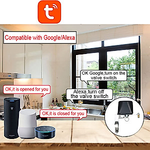 EVERSECU Tuya Smart WiFi & Bluetooth Smart Water Valve, Shutoff WiFi Control Water Valve Compatible with Alexa, Google and Application Program iOS/Android