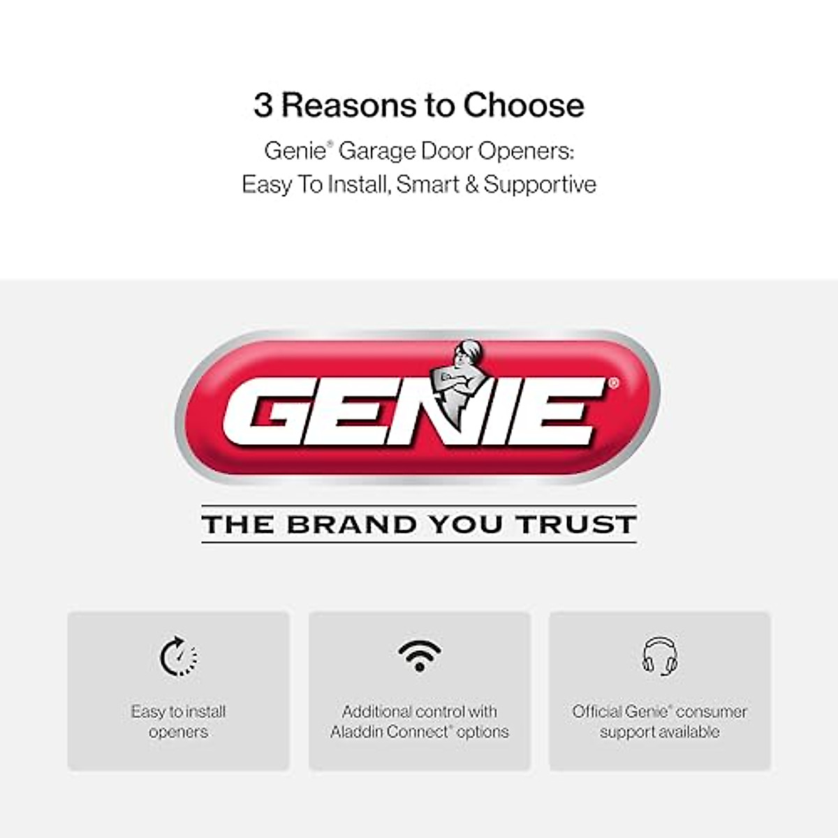 Genie SilentMax 1000 Garage Door Opener - Ultra-Quiet Belt Drive - Includes two 3-Button Pre-Programmed Remotes, Wall Console, Wireless Keypad, Safe T-Beams - Model 3042-TKH, 140V DC Motor