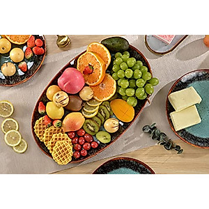 gufaith Melamine Serving Platter 2pcs,Serving Food Platter for Entertaining,Dinnerware Sets,Serving Tray,Melamine Plates,Party, Meat, Dessert, Unbreakable, Dishwasher Safe, BPA Free (Oval Platter)