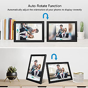 10.1 Inch WiFi Digital Picture Frame, IPS Touch Screen Share Pictures&Videos Via App or Email, Built in 32GB Memory, Support Micro SD Card Extend Storage, Auto-Rotate, Motion Sensor