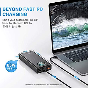 Baseus Portable Laptop Charger, 30000mAh Power Bank 65W Fast Charging USB C Battery Pack, PD 3.0 7-Port Battery Bank for MacBook, IPad, Dell, HP, Notebook, Samsung, iPhone, Switch and More