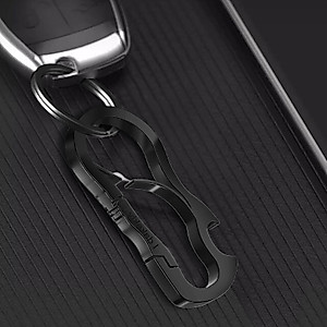Idakekiy Stylish Carabiner Keychain Zinc Alloy Key Chain Bottle Opener (Black)