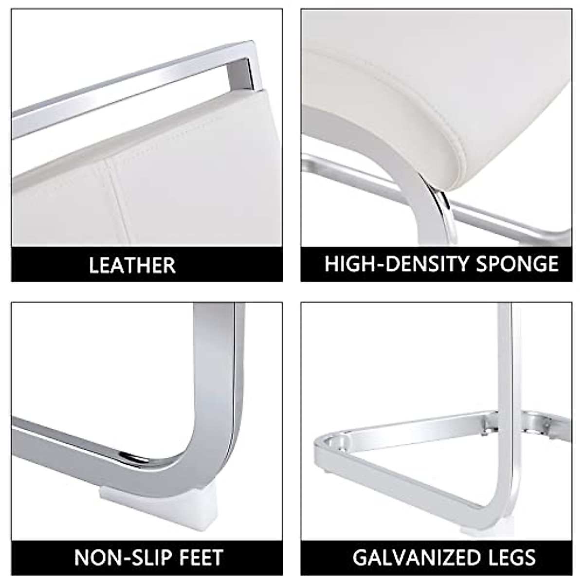 JUFU Home Dining Chairs Set, 6Pcs Armless Kitchen Chairs with PU Leather Seat,High Back for Living Room, Office