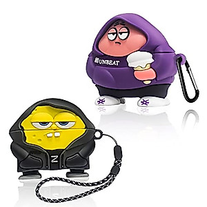 [2Pack] Case for AirPods Pro 2nd Generation 2022, Cute AirPods Pro 2 Cartoon Character Case, Unique Design Funny Fun Kawaii 3D Cartoon Characters Soft Silicone AirPods Pro 2 Case Cover for Men Women