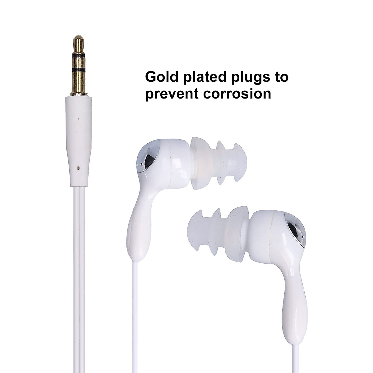 PUSOKEI Short Cord Waterproof Headphone, IP68 Waterproof Shortline in-Ear Tree Earplugs Waterproof Earphone Suitable Fit for Swimming Surfing Running(White)