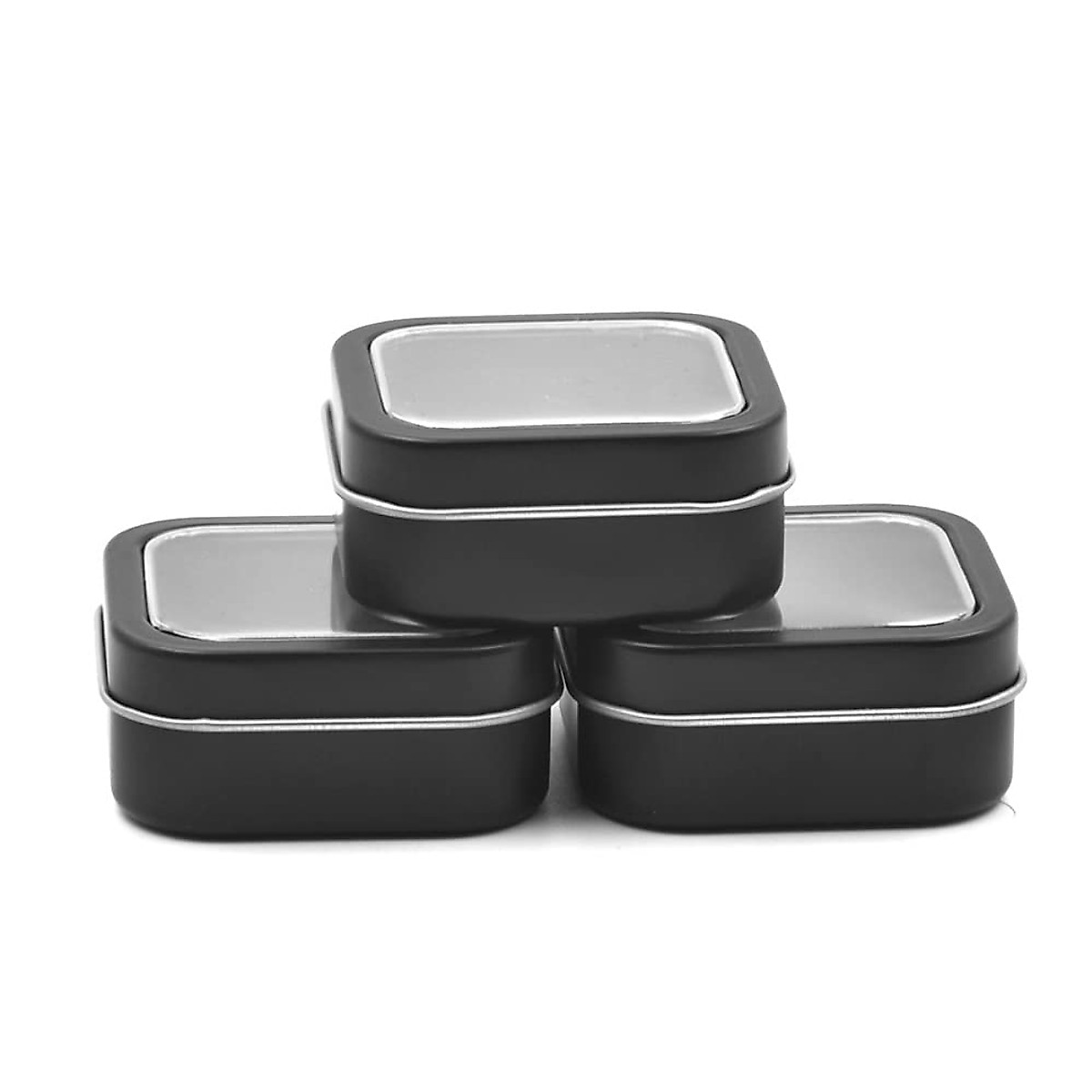 4 Pack Empty Tin Box Containers with Clear Lid Top Window, 2.2x2.2x0.98 Inch, Black Metal Containers Portable Box Small Storage Kit Home Organizer, Black