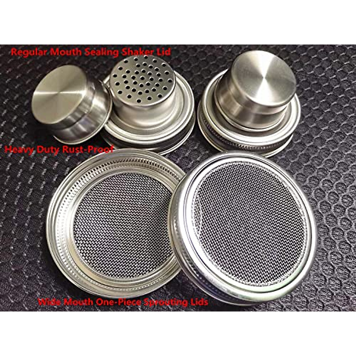 Mason Jar Regular Mouth Shaker Lids 316 Stainless Steel Wide Mouth Sprouting Lids Screen Mesh Strainer Lid for Salad Sprouts Alfalfa Broccoli Seeds Sprouter Kit