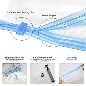 EZZNTIAL 10+10 Vacuum Storage Bags and ziplock set .Travel Accessories No Vacuum or Pump Needed Space Saver Bags.Ziplock Set for Travel Essentials.