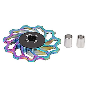 Oumefar Bicycle Rear Derailleur Wheel, 11T Rear Jockey Wheel Anodizing CNC Iron Cutting Metal Bearing Ceramic Ball Labor Saving for Road Bikes Sportinggoods