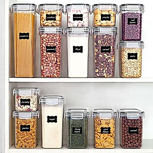 24 Pack plastic kitchen organizer food Storage containers with Lids, For sugar flour, Cereal, dry food.