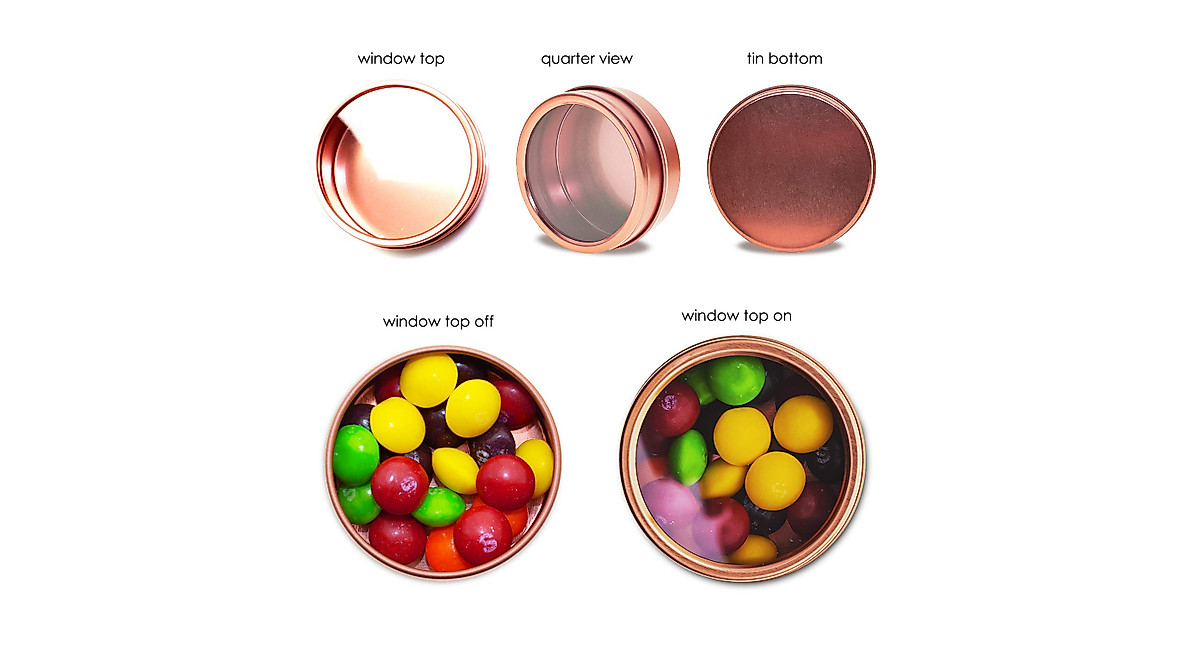 Mimi Pack 24 Rose Gold Empty Tins for Crafts & Storage