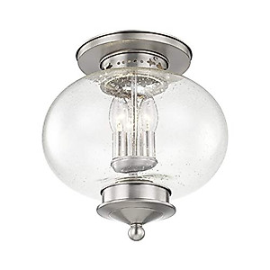 Livex Lighting 5037-91 Harbor 3-Light Ceiling Mount, Brushed Nickel