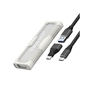 TREBLEET M.2 NVMe SSD Enclosure with Shockproof TPU Case, Type-C to NVMe PCIe M-Key Solid State Drive, USB-C 3.1 Gen 2 10Gbps, Aluminum External Casing&TPU Protective Cover (off white)