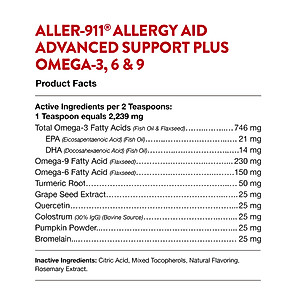 NaturVet Aller-911 Advanced Allergy Aid Formula Powder Plus Antioxidants for Dogs and Cats, 9 oz Powder, Made in The USA