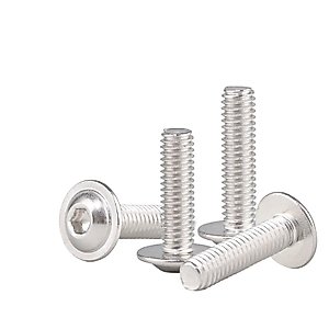 10pcs 304 Stainless Steel Round Head hex Socket Screws with Pads, Flat Head semi-Round Head Machine Wire Bolts with Pads Hexagon Socket Screws (Size : M5*12)