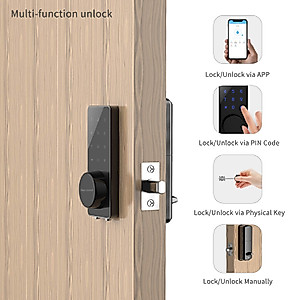 [Newest]Smart Deadbolt, NexTrend Smart Electronic Door Lock with Bluetooth Keyless, Touchscreen, Mechanical Keys Automatic Lock Alarm for Home, Hotel, Apartment, Black