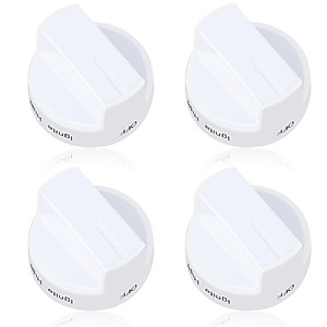 W10339443 Gas Range Knob White, Surface Burner Knob Replacement Part Fit for Whirlpool Range/Stove/Oven – Replaces WPW10339443, AP6019878, 2311009, PS11753189 (4 Pack)