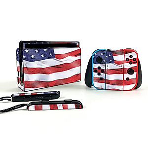 MightySkins Glossy Glitter Skin Compatible with Nintendo Switch OLED - American Flag | Protective, Durable High-Gloss Glitter Finish | Easy to Apply and Change Styles | Made in The USA