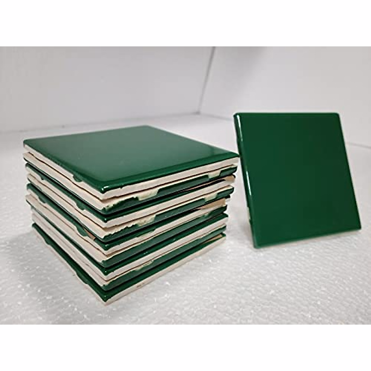 Green Emerald Ceramic Tile 4.25 in Subway Shower Bathroom Kitchen Backsplash Mosaic Subway Square 4x4 Daltile Color 0115 Box 10 Piece
