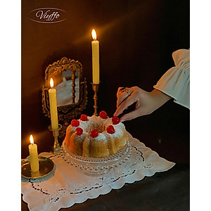 Viyffo 8 Inch Beeswax Taper Candles Set of 6, Natural Unscented Bee Wax Candle, Long Tall Tapered Candlesticks Wedding Home Decor Dinner