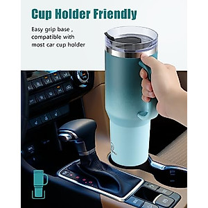 Gpeng 40 oz Tumbler with Handle, Water Bottles with Straw Lid and Anti-Slip Sleeve, Insulated Stainless Steel Travel Mug Cup Holder Friendly, Keep Drinks Cold or Hot for Hours