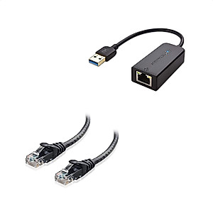 Cable Matters USB to Ethernet Adapter (USB 3.0 to Ethernet) Supporting 10/100/1000 Mbps Ethernet Network in Black & Snagless Cat6 Ethernet Cable