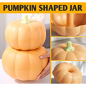 Large and Small Candy Jar Set, Plastic Pumpkin Jar with Cover Thanksgiving Decor Pumpkin Candy Dish with Lid Pumpkin Candy Bowl Fall Decorative Vintage Food Snacks Storage Container for Sugar Cookie