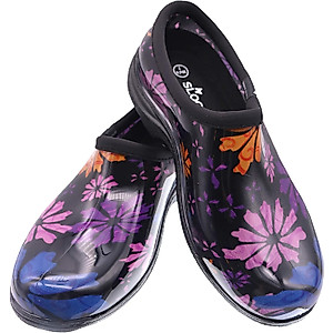 Sloggers Original Waterproof Rain and Garden Shoe for Women– Outdoor Slip-On Garden Clog - Made in The USA with Premium Comfort Insole and Arch Support - Flower Power, Size 7